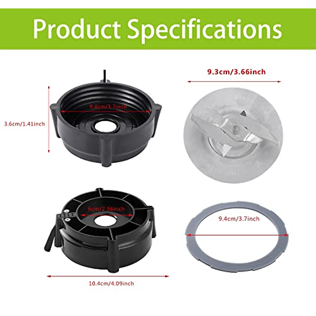 Pro 1200 Blender Blade Replace for Os-ter Pro 1200 Blender with Jar Base Bottom and Rubber O-Ring Gasket for Os-ter Pro 1200 Blender Replacement Parts