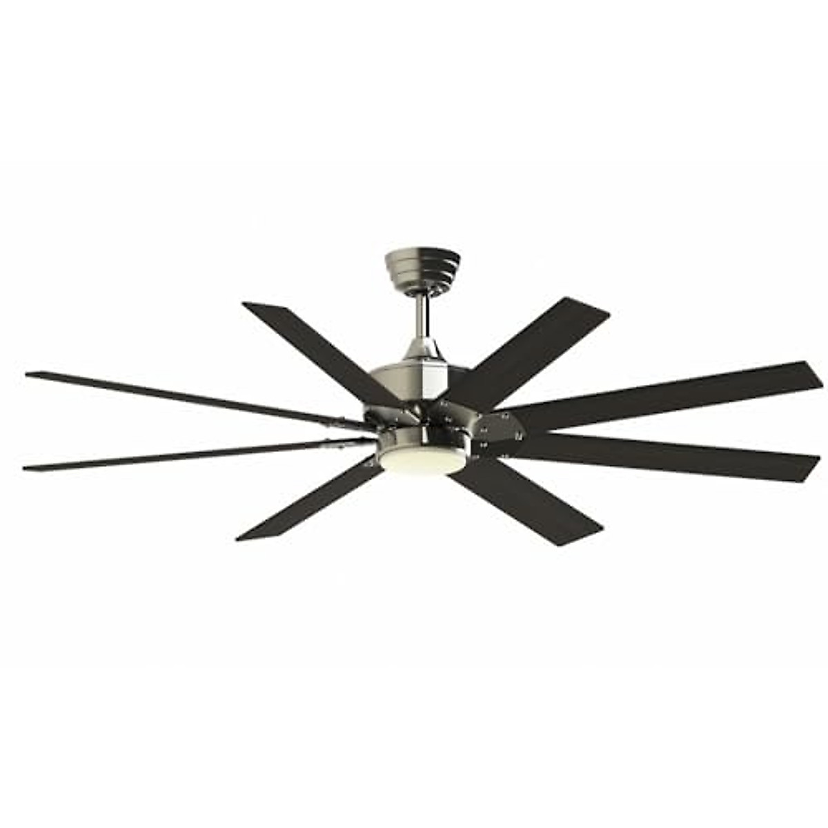 Levon Custom - 8 Blade Ceiling Fan with Light Kit-16.27 Inches Tall and 64 Inches Wide-Brushed Nickel Finish-Dark Walnut