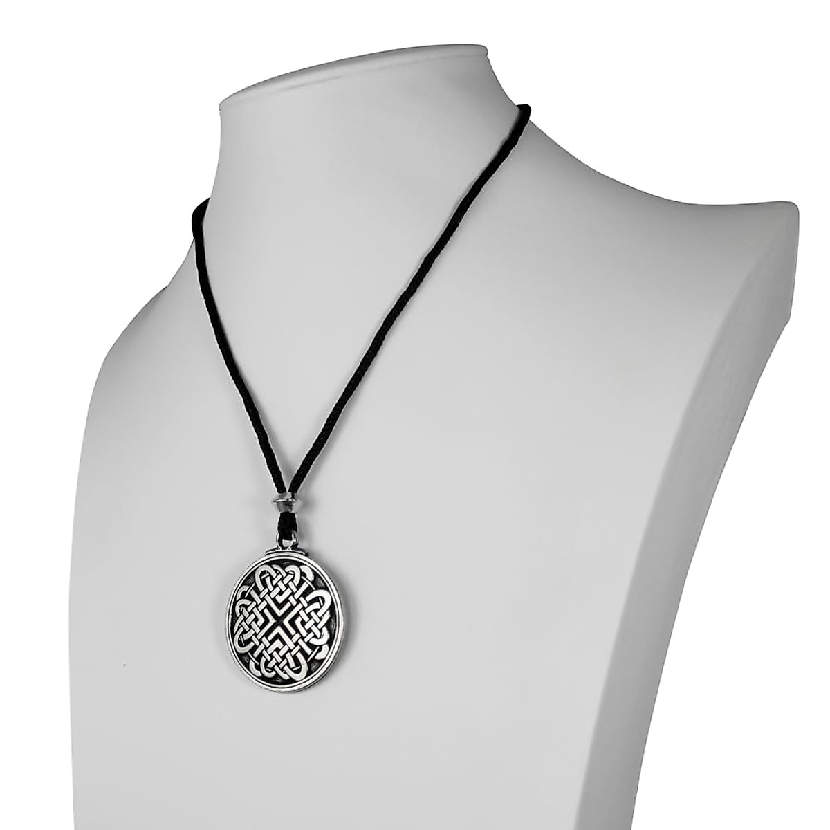Pewter Celtic Love Knot Necklace - Woven Heart Pendant (1.25" Diameter)