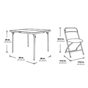 Office Star Resin 5-Piece Folding Square Table and Chair Set, Light Grey