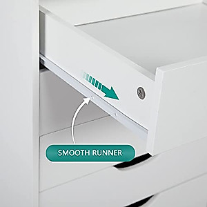 Naomi Home 7 Drawer Dresser, Tall Dressers for Bedroom, Kids Dresser with Wheels, Durable Storage Drawers, Small Dresser for Closet, Makeup Dresser with 180 lbs Capacity - White