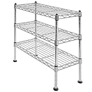 Seville Classics Compact Mini Desktop Metal Steel Wire Shelf Organizer Unit Shelving for Cabinets, Bath, Kitchen, Countertop, 3-Tier, 17. 5" W x 7. 5" D, UltraZinc