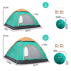 Ubon 3 Person Durable Instant Tent Ventilation Pop Up Indoor Tent Portable Outdoor Tent - Forest Green