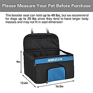 Henkelion Small Dog Car Seat, Dog Booster Seat for Car Front Seat, Pet Booster Car Seat for Small Dogs Medium Dogs Within 30 lbs, Reinforced Dog Car Booster Seat Harness with Seat Belt - Black