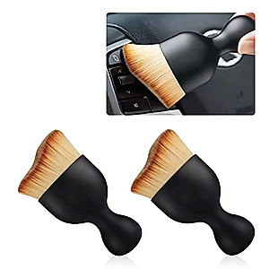 Yonput 2 PCS Car Interior Cleaning Tool Brush, Car Detailing Brushes, Soft Bristles Detailing Brush, Curved Design Dirt Dust Clean Brushes for Automotive Dashboard, Air Conditioner Vents (Yellow)