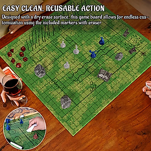 CZYY DND Foldable Mat Dry Erase TTRPG Map Grassland & Desert Two-Sided Cardboard Terrain 27x23 Inches with Square Grid - Portable, Reusable Game Board for D&D, Pathfinder and Tabletop RPGs (Style A)
