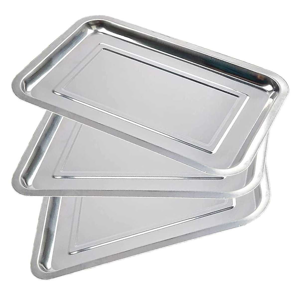 Beoncall Tattoo Stainless Steel Tray - 3 Pack Stainless Steel Tattoo Trays 13.5'' x 10" Dental Body Piercing Instrument Tool Flat for Tattoo Supplies Tattoo Kits