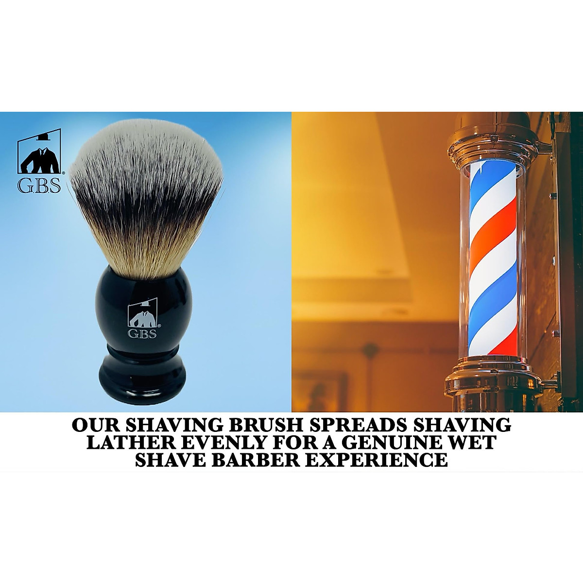 G.B.S Shaving Set for Sensitive Skin, Includes Steel Lather Bowl, Lavender and Citrus Aftershave Balm, Lavender and Citrus Shave Soap and Synthetic Shave Brush with Travel Tube