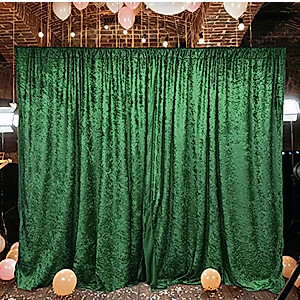 AK TRADING CO. 10 feet x 10 feet Lush Velvet Backdrop Drapes Curtains Panels with Rod Pockets - Wedding Ceremony Party Home Window Decorations - Hunter Green