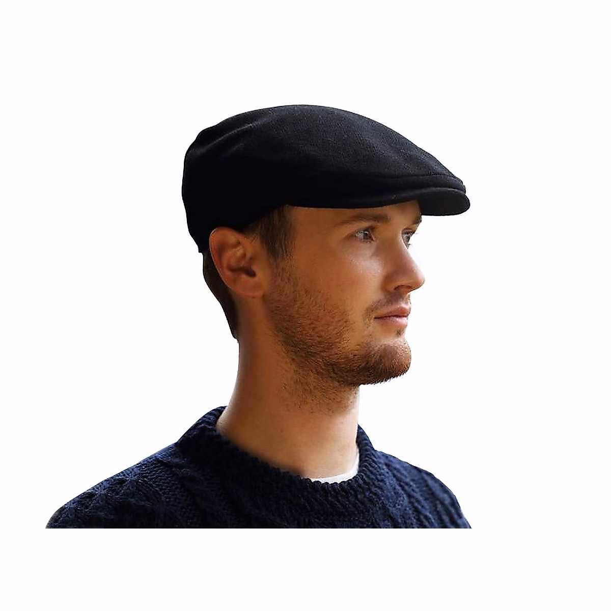 Hanna Hats Men's Donegal Tweed Vintage Cap Black Wool XL