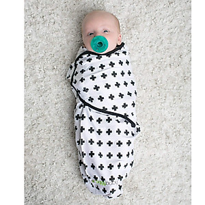 Ziggy Baby Adjustable Baby Swaddles 0-3 Months - Blanket Infant Wrap Set 3 Pack - Soft Cotton Black & White - Newborn Swaddle Blankets for Baby Boy or Girl, Swaddle Blanket