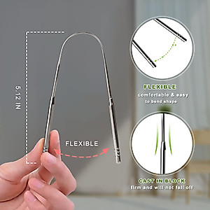 2 Pack Tongue Scraper, 100% Surgical 304 Stainless Steel Tongue Cleaner for Adults And Kids, Professional Tongue Brush for Oral Care, Improve Bad Breath and Fresh Breath