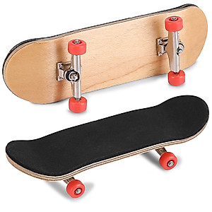 Duokon Fingerboards, 1Pc Maple Wooden+Alloy Fingerboard Finger Skateboards with Box Reduce Pressure Kids Gifts(Red)