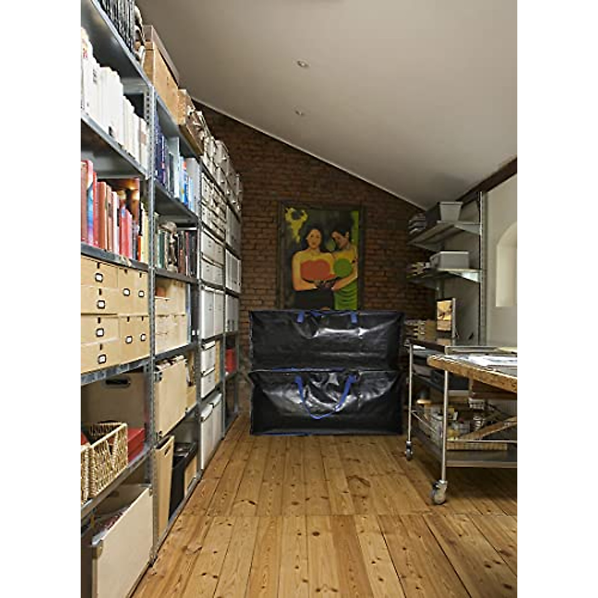 2PCS Large Size 112L Storage Bags with Backpack Straps & Strong Handles & Zippers for Moving, Travelling, Camping, Gardening Tools, Christmas Holiday Decorations Storage, 31.5×15.8×13.8inch, Black