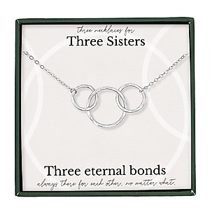 HOPE LOVE SHINE 3 Sister Gift – 3 Unique Rings Necklace for Little and Big Sister – Handcrafted Jewelry Celebrating Sisterly Bonds - Sister Gifts from Sisters