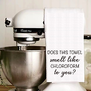 Myakako Does This Towel Smell Like Chloroform to You Funny Kitchen Towels, Flour Sack Towel, Funny Hand Towel for Bathroom Housewarming