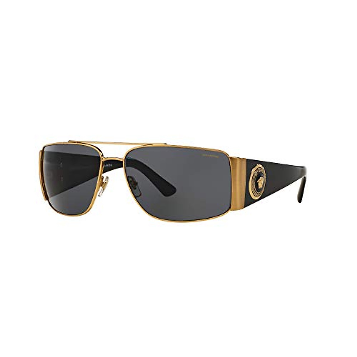 Versace Man Sunglasses Gold Frame, Dark Grey - Polar Lenses, 63MM