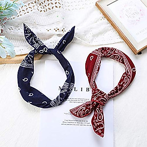 ONEYE Wire Headbands for Women Paisley Twist Bow Hair Bands Bunny Ears Headwraps Wire Hair Holder Hair Accessories for Workout Yoga Running Soccer Sports Pack of 6