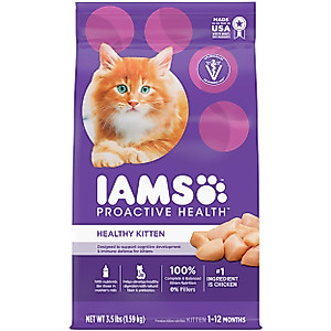 IAMS PROACTIVE HEALTH Healthy Kitten Dry Cat Food with Chicken Cat Kibble, 3.5 lb. Bag