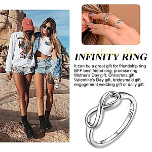 Bestyle S925 Sterling Silver Women Promise Rings Infinity Love Engagement/Wedding Band for Women, High Polish Cute Plain Finger Silver Rings,Size 10