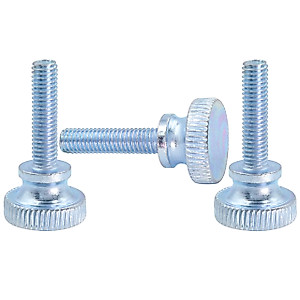 LBY 20pcs Knurled Hand Screw, M5 x 20mm Flat Knurled Head Fully Threaded Thumb Screws(Double Layer Step), Carbon Steel Galvanize