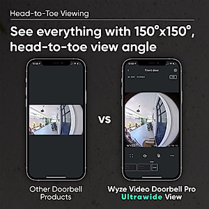 Wyze Wireless Video Doorbell Pro (Chime Included), 1440 HD Video, 1:1 Aspect Ratio: 1:1 Head-to-Toe View, 2-Way Audio, Night Vision with Wyze Cam Plus 3 Month Subscription