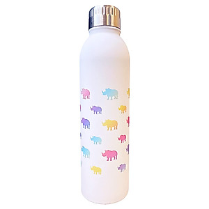 San Diego Zoo Save the Chubby Unicorns Water Bottle, Pastel Rainbow Design, 17oz Double-Walled Stainless Steel, Twist-Off Lid