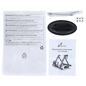 Sportneer Bike Trainer - Magnetic Stationary Bike Stand for 26-28" & 700C Wheels - Adjustable 6 Level Resistance Bike Trainer Stand for Indoor Riding with Quick Release Lever & Front Wheel Riser Block