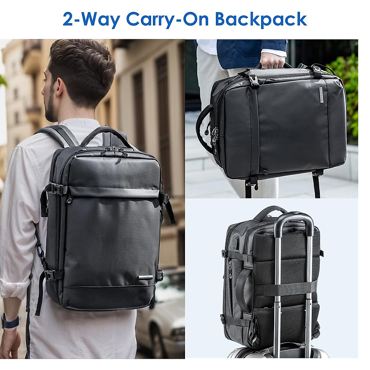 SANWA 15.6-inch Laptop Computer Backpack with USB Charging Port, Water Resistant, Anti Theft Business Briefcases, Shoulder Bag Handbag, Compatible with MacBook Dell Notebook, School, for Men/Women