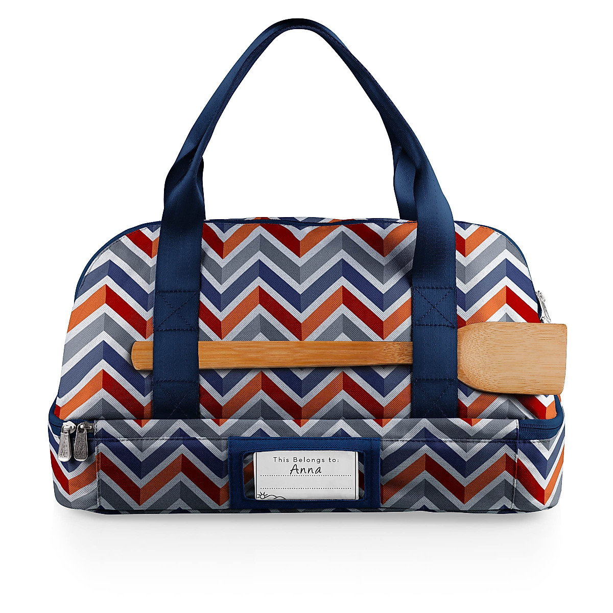 ONIVA - a Picnic Time brand Potluck Casserole Carrier, Insulated Thermal Food Carrier, Insulated Casserole Carrier, Navy Blue, Orange, & Gray Pattern