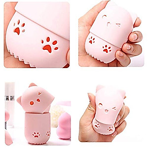 2 PCS Beauty Sponge Blender Container, TEOYALL Makeup Blender Sponge Holder Washable Reusable Protective Carrying Case (Pink/Blue)