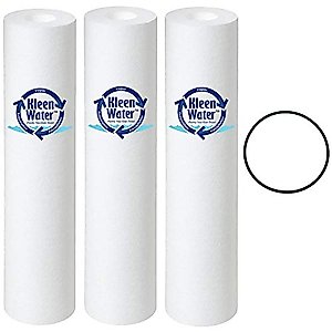 KleenWater Dirt Sediment 2.5 x 10 Inch, 20 Micron Water Filter Compatible With GE GXWH01C, GX1S15C, FXWTC, FXUSC, FXWPC & FXWSC Set of 3 - O-ring Qty1