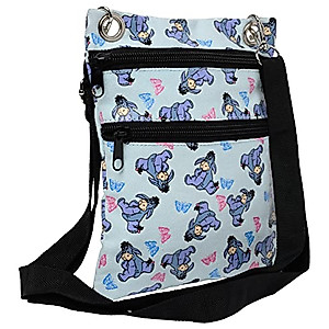 Disney Passport Crossbody Bag Eeyore Butterfly All Over Print (Light Blue)