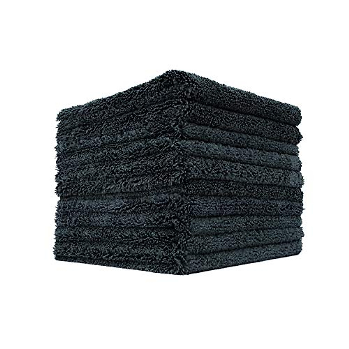 The Rag Company - Creature Edgeless Auto Detailing Towels (10-Pack) Professional 70/30 Blend, Dual-Pile Plush Microfiber, Buffing & Polishing, 420gsm, 16in x 16in, Black