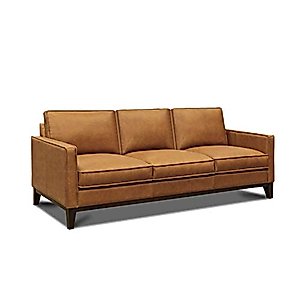 Metropole 100% Top Grain Pull Up Leather Mid-Century Sofa