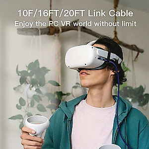 fanluoqi Link Cable 10 FT Compatible with Quest2 Accessories and PC/Steam VR，Supports fast charging High Speed PC Data Transfer,USB 3.0 to USB-C Cable for VR Headset and Gaming PC