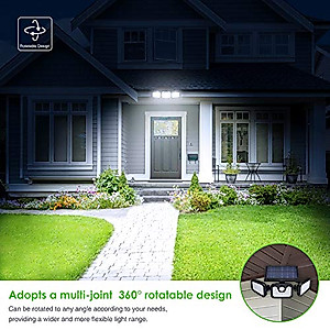 Viugreum 2 Pack Solar Security Light Outdoor, 74 Led 50W 5000LM Solar Motion Sensor Lights with 3 Adjustable Heads, 6000K Daylight White IP67 Waterproof Outdoor Flood Lighting for Garden, Garage