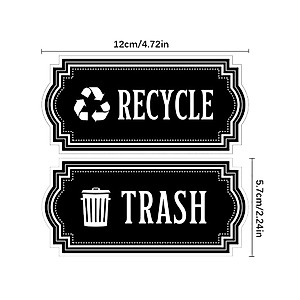 Wumuzai 4 Pack Recycle Sticker for Trash Can Bins, Trash Recycle Stickers, Vinyl Recycling Sticker, Adhesive Garbage and Recycling Sign Decal for Kitchen Home Office Indoor Outdoor (Black)