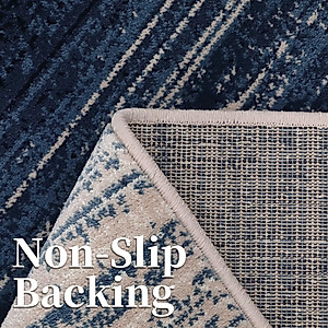 COZYLOOM 12x18 Area Rug Large Indoor Plush Rug Modern Ombre Area Rug for Living Room Retro Abstract Throw Carpet Non-Shedding Aesthetic Rug Contemporary Grediant Farmhouse Office Nursery Rug Blue