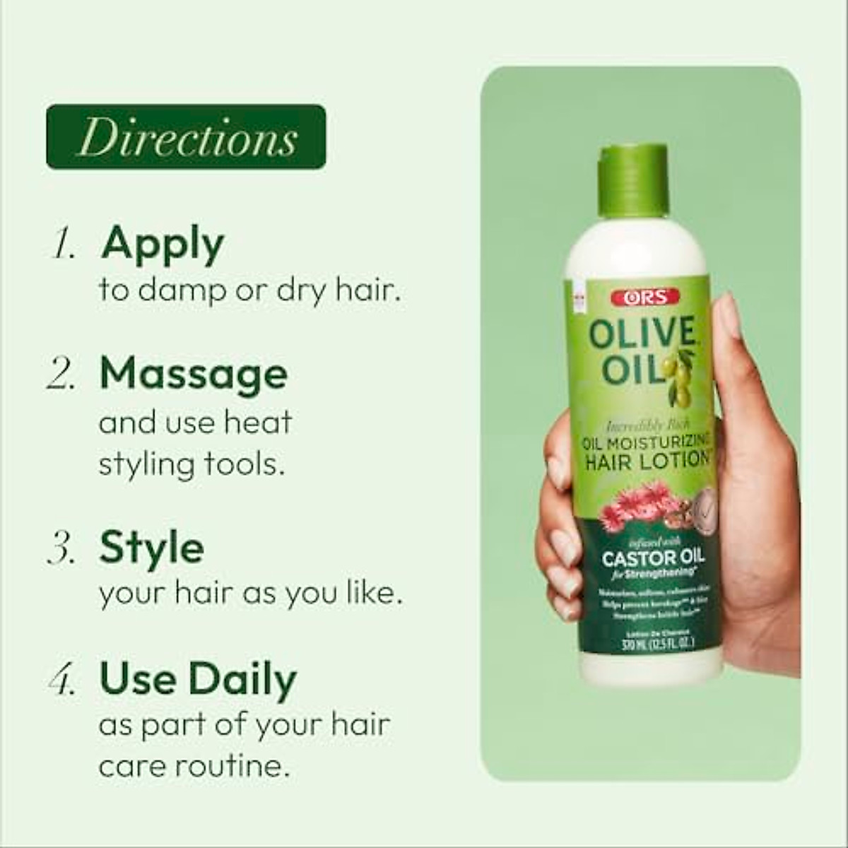 ORS Olive Oil Incredibly Rich Moisturizing Hair Lotion with Castor Oil for Strengthening 8.5 Ounces