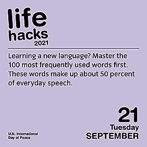 Life Hacks 2021 Day-to-Day Calendar