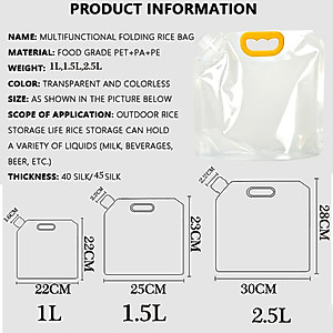 Grain Moisture-proof Sealed Bag, Reusable 10 pcs Transparent Grain Storage Suction Bags, Large Capacity Stand Up Sealed Odor-Resistant Packaging Bags for Multipurpose Food Storage, with Funnel (2.5L)