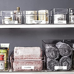 BINO | Plastic Storage Bins, Shallow Medium | THE HANDLER COLLECTION | Multipurpose | Kitchen Pantry &Freezer Organizers | Clear Containers for Organizing Home |