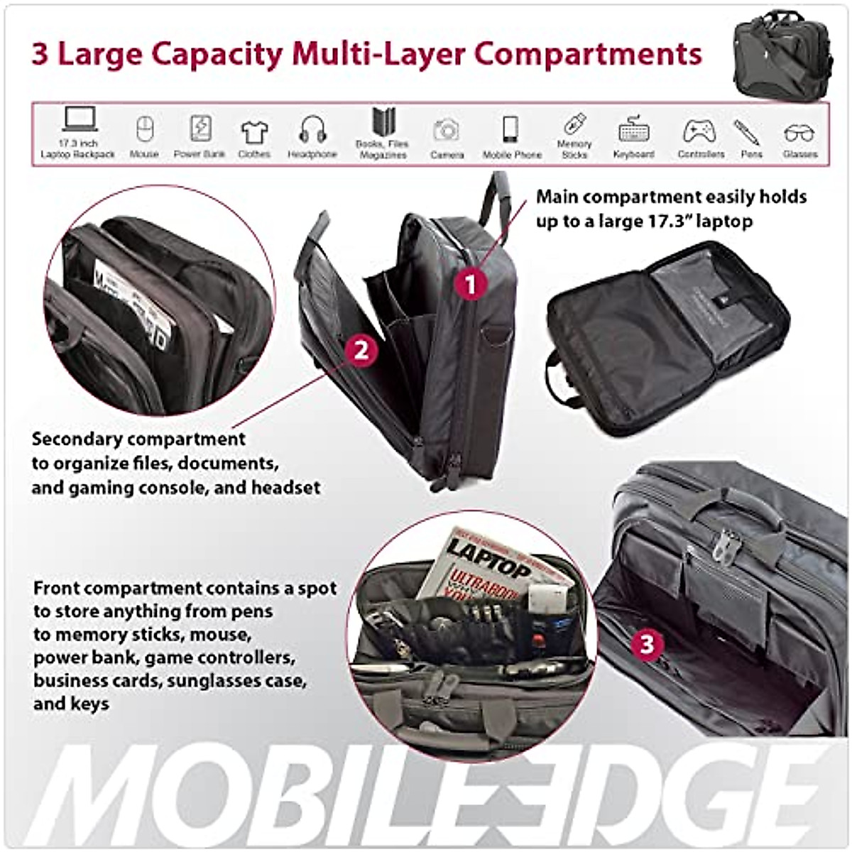 Mobile Edge ScanFast Checkpoint Friendly 17.3-Inch Gaming Laptop Messenger Bag Specifically Designed for Alienware Orion M17x