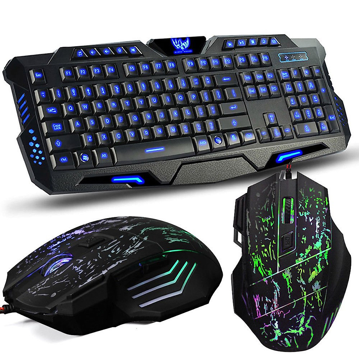 ANDROSET 3Color LED Backlight Wired USB Gaming Keyboard and 2400DPI Mouse Mice Set (1X Gaming Keyboard+ 1X Gaming Mouse)