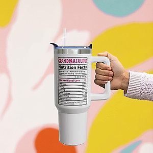 Heqianco Grandma Gifts,Mother's Day Gifts for Grandma, Birthday Gift for Mimi,Best Grandmother Ever Gift,Grandmasaurus Tumbler,Nana Coffee Cups,40oz Gigi Stainless Steel Travel Mugs with Handle