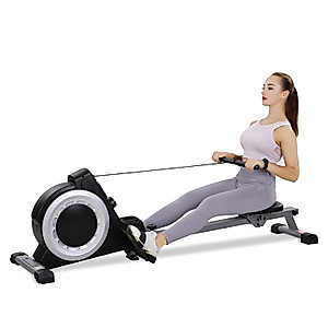 Magnetic Rowing Machine Folding Exercise Rower Machine 16-Level Tension Resistance with Display Panel for Home Use Gyms Training Exercise Equipment