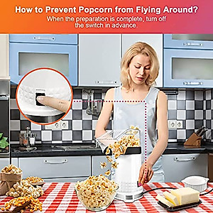Hot Air Popcorn Popper with Measuring Cup 1200w Etl Certified, 2 Minutes Fast Making Popper Maker, Air Popper Popcorn Maker Popcorn Machine for Home