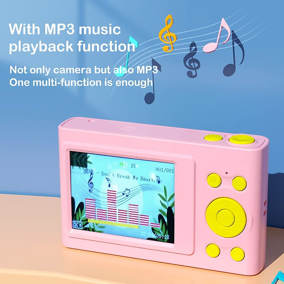 Kids Camera Vlogging Camera Video Digital DV Camera MP3 for Boys Girls Mini Gift 16x Zoom Photography (No Card,Pink)