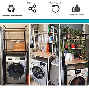BKGDO Washer Storage Frames Floor Standing for Over Toilet,Bathroom Shelf,Multi-Purpose Washinghine Shelf,Washinghine Storage Rack Bathroom Organizer/White